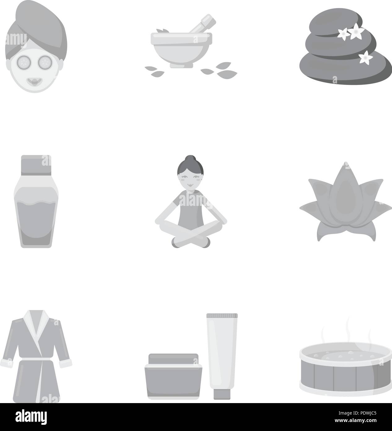 Spa set icons in monochrome style. Big collection of spa vector symbol ...
