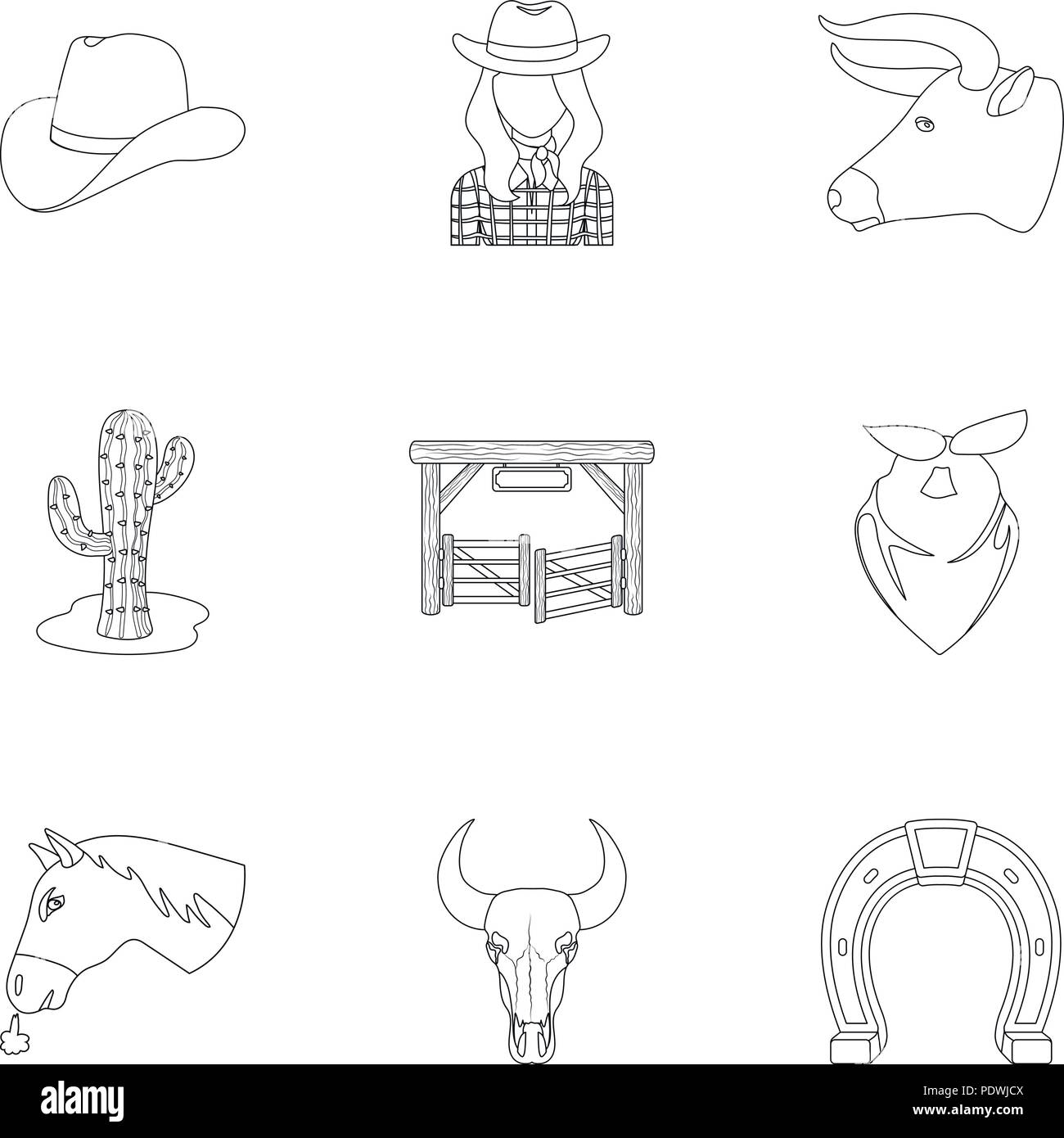 A set of pictures about cowboys. Cowboys on the ranch, horses, weapons ...