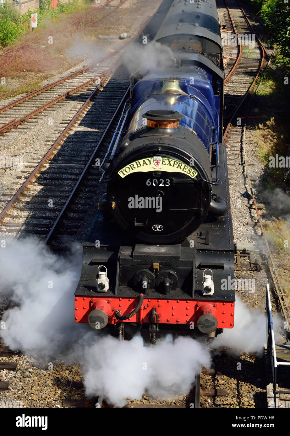 Steam train arriving at Goodrington on the Dartmouth Steam Railway ...