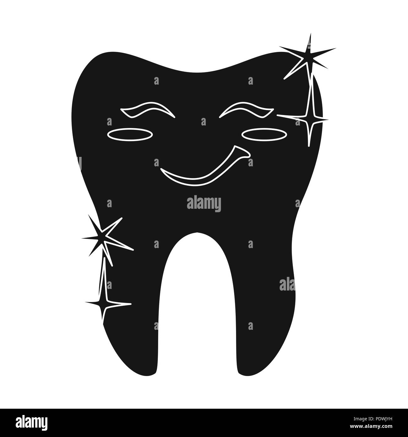 Smiling tooth icon in black style isolated on white background. Dental ...
