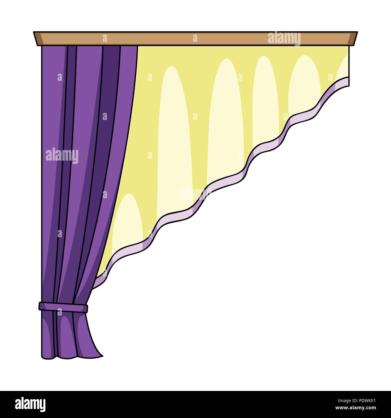 Curtains with drapery on the cornice.Curtains single icon in cartoon ...