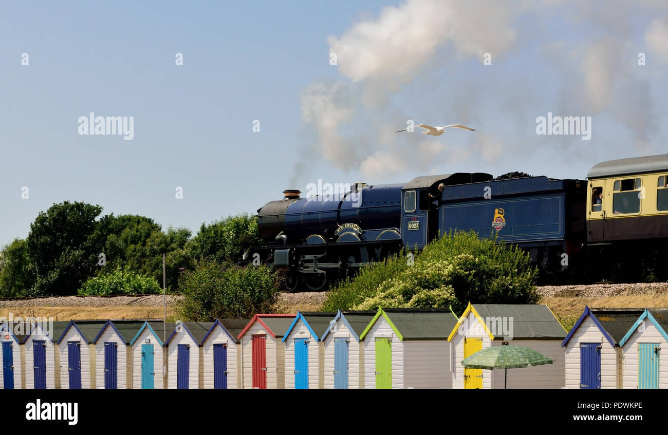 GWR King class locomotive No 6023 King Edward II leaving Goodrington on ...