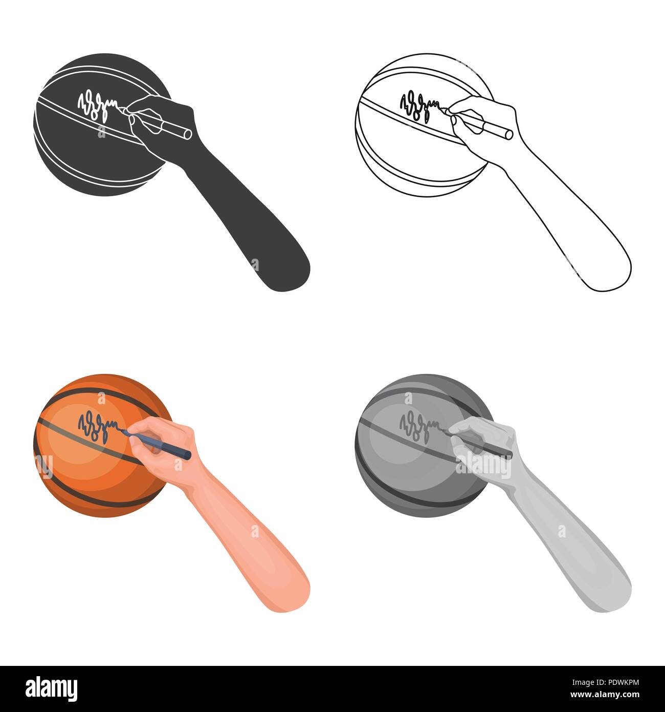 Autograph on a basket ball.Basketball single icon in cartoon style ...