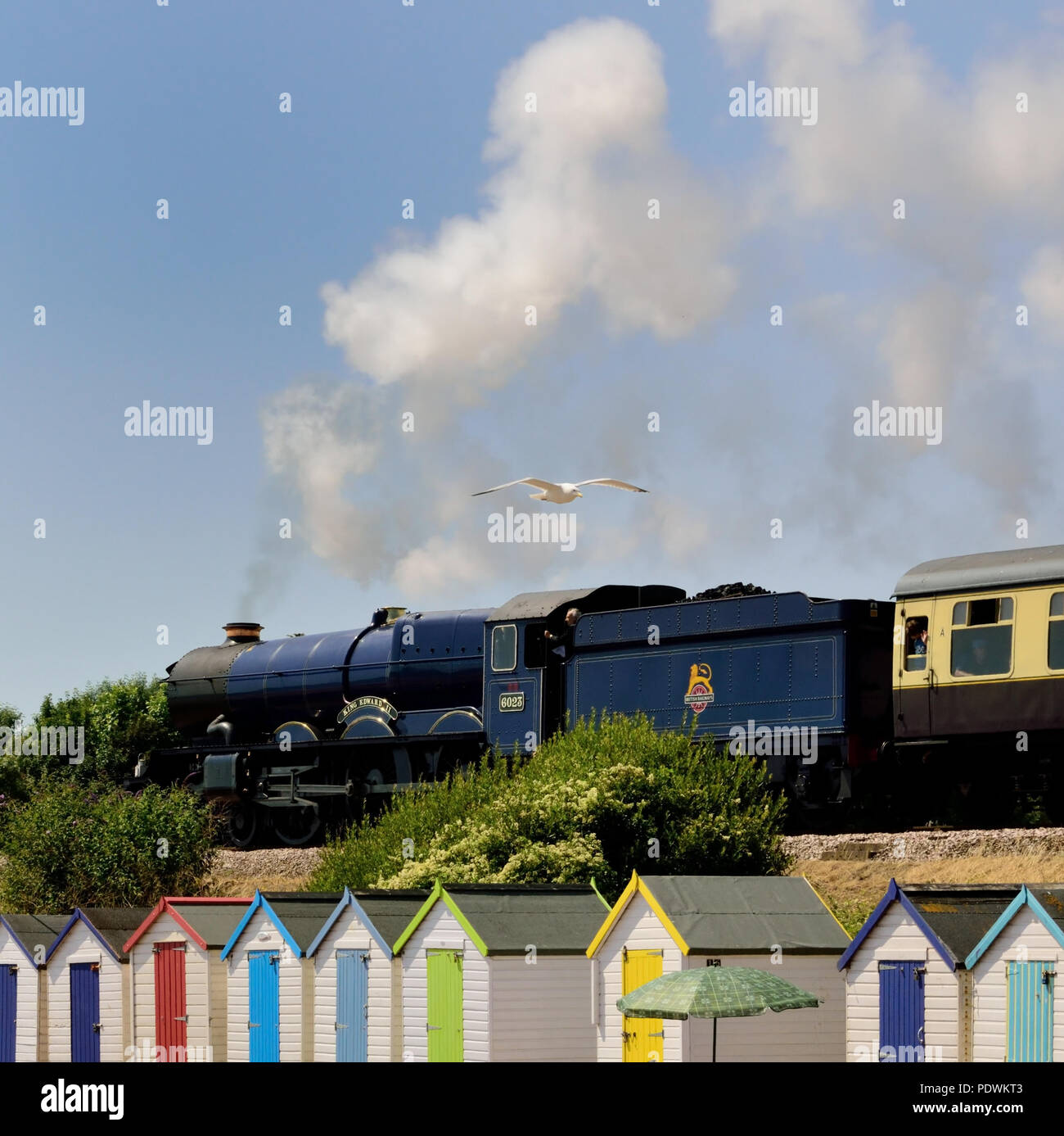 GWR King class locomotive No 6023 King Edward II leaving Goodrington on ...