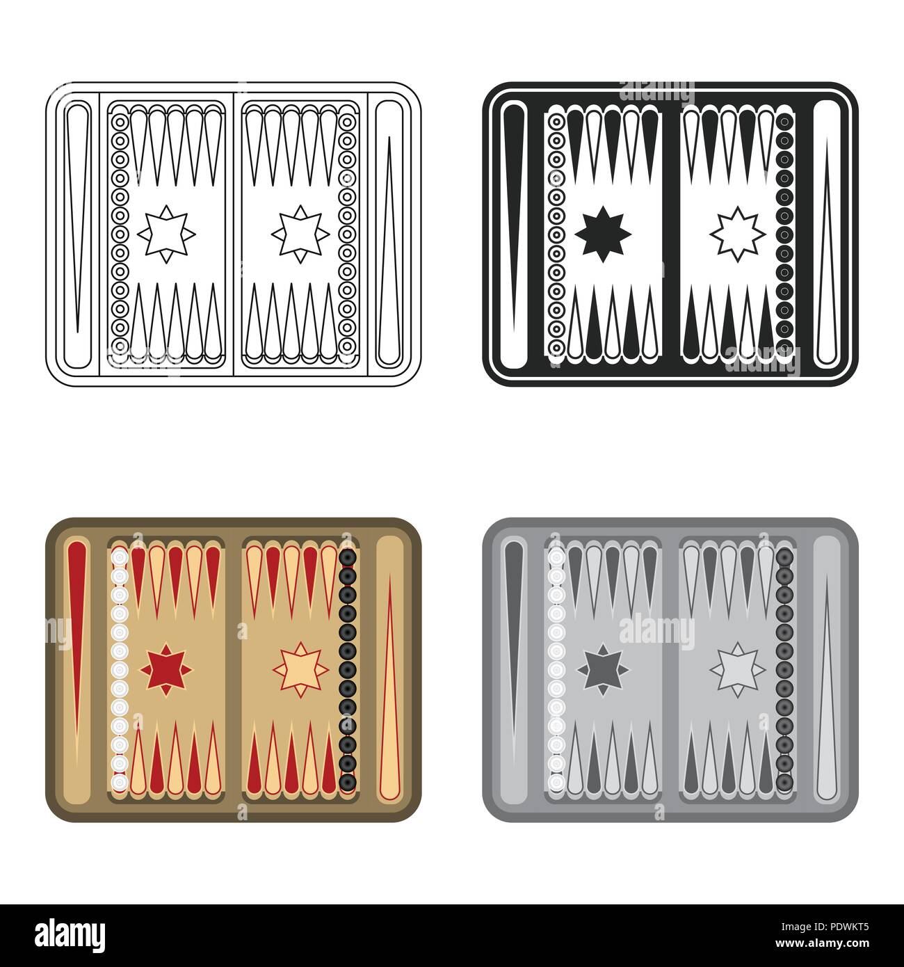 Backgammon icon in cartoon style isolated on white background. Board ...
