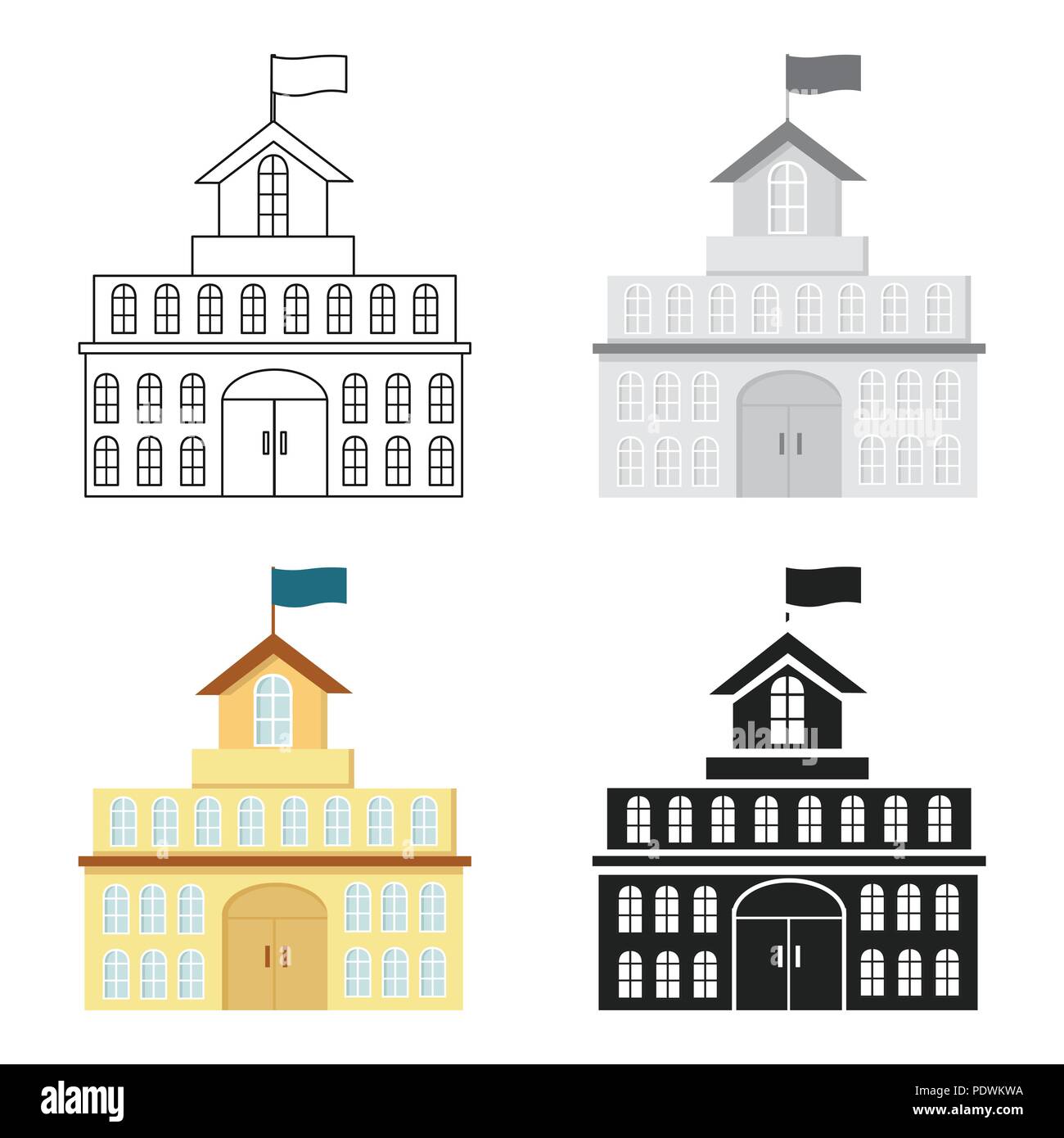 Government icon cartoon. Single building icon from the big city ...