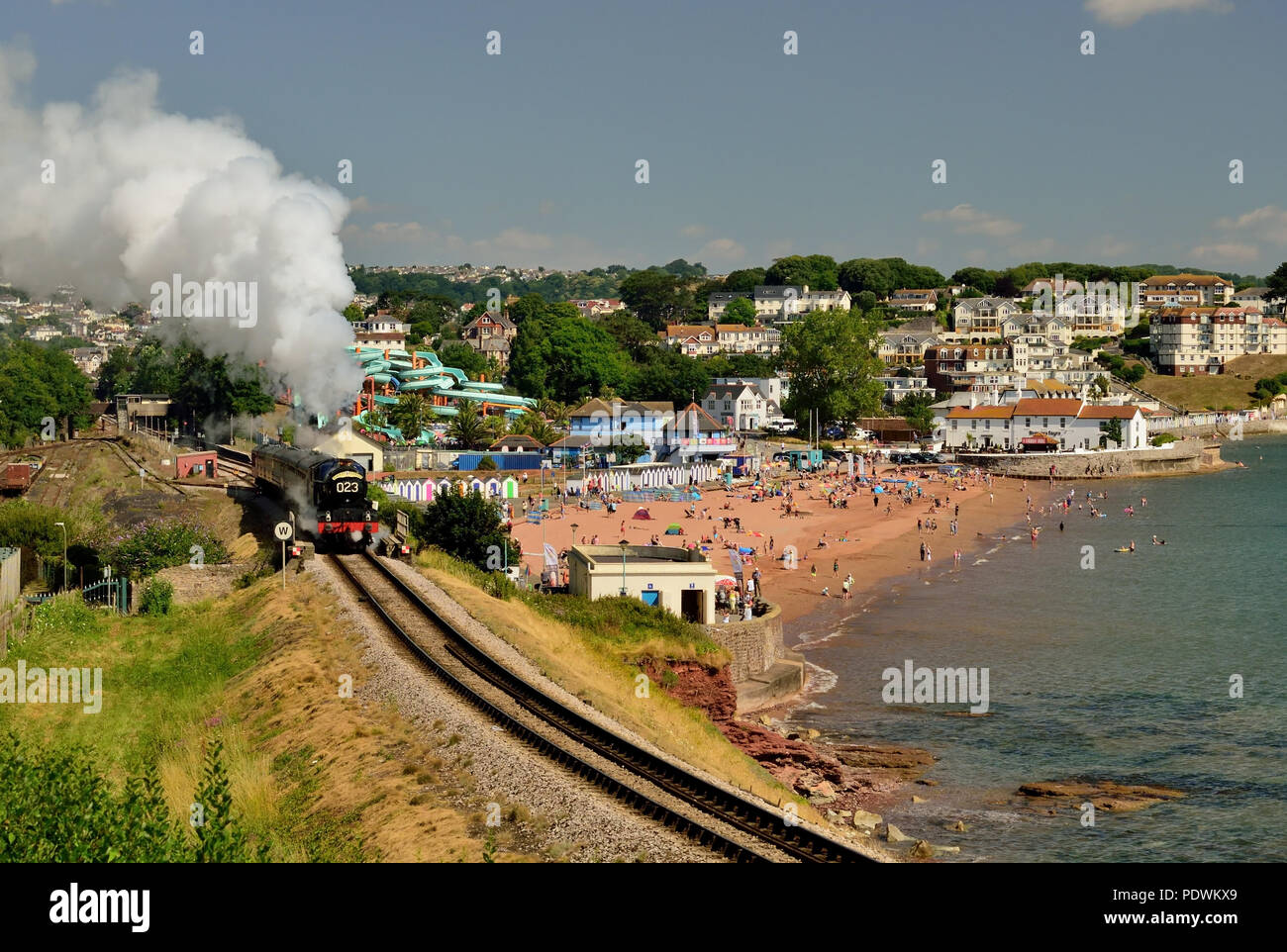GWR King class locomotive No 6023 King Edward II leaving Goodrington on ...