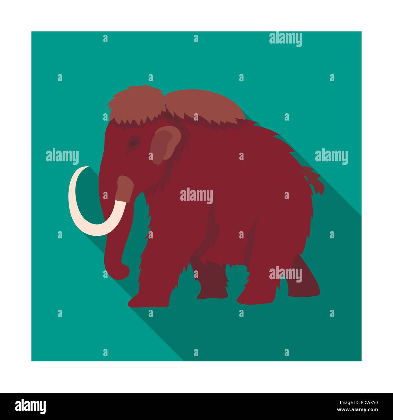 Mammoth icon in flat design isolated on white background. Dinosaurs and ...