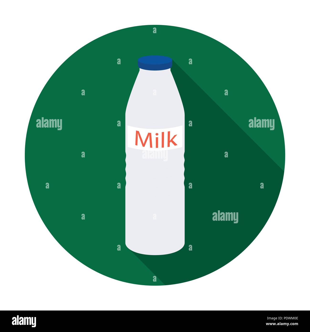 Plastic milk bottle icon in flat style isolated on white background ...
