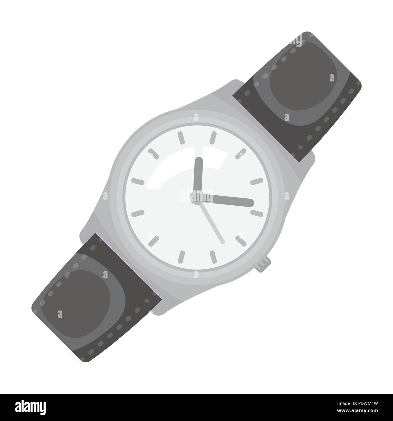 Classic wrist watch icon in monochrome design isolated on white ...