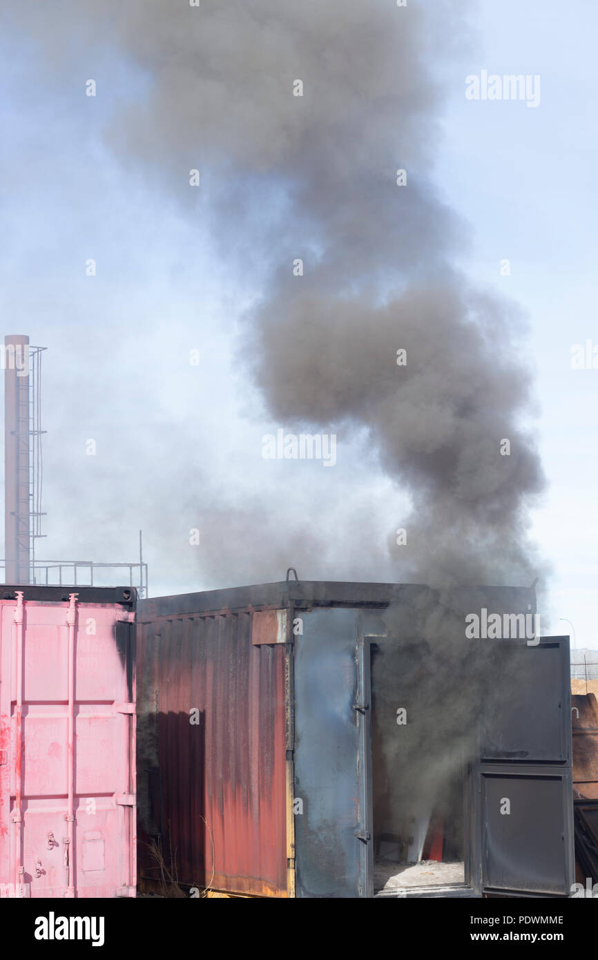 Fire station firefighter training equipment used by fireman to simulate ...