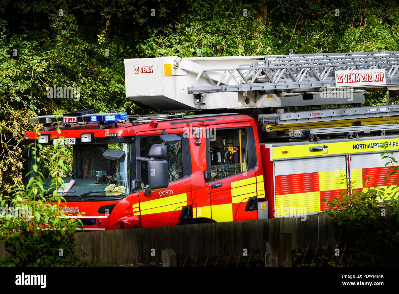 The distinctive red and yellow colors of a fire engine, this time ...