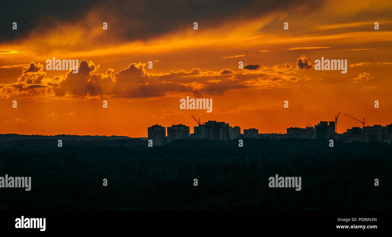 Beautiful, scary sky with clouds at sunset Stock Photo - Alamy