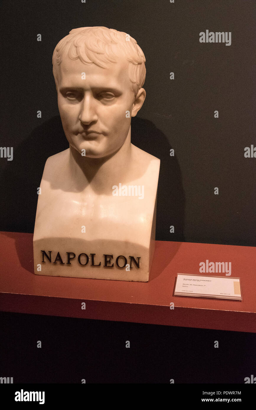 A bust of Napoleon Bonaparte's head on display in the Fesch museum on ...