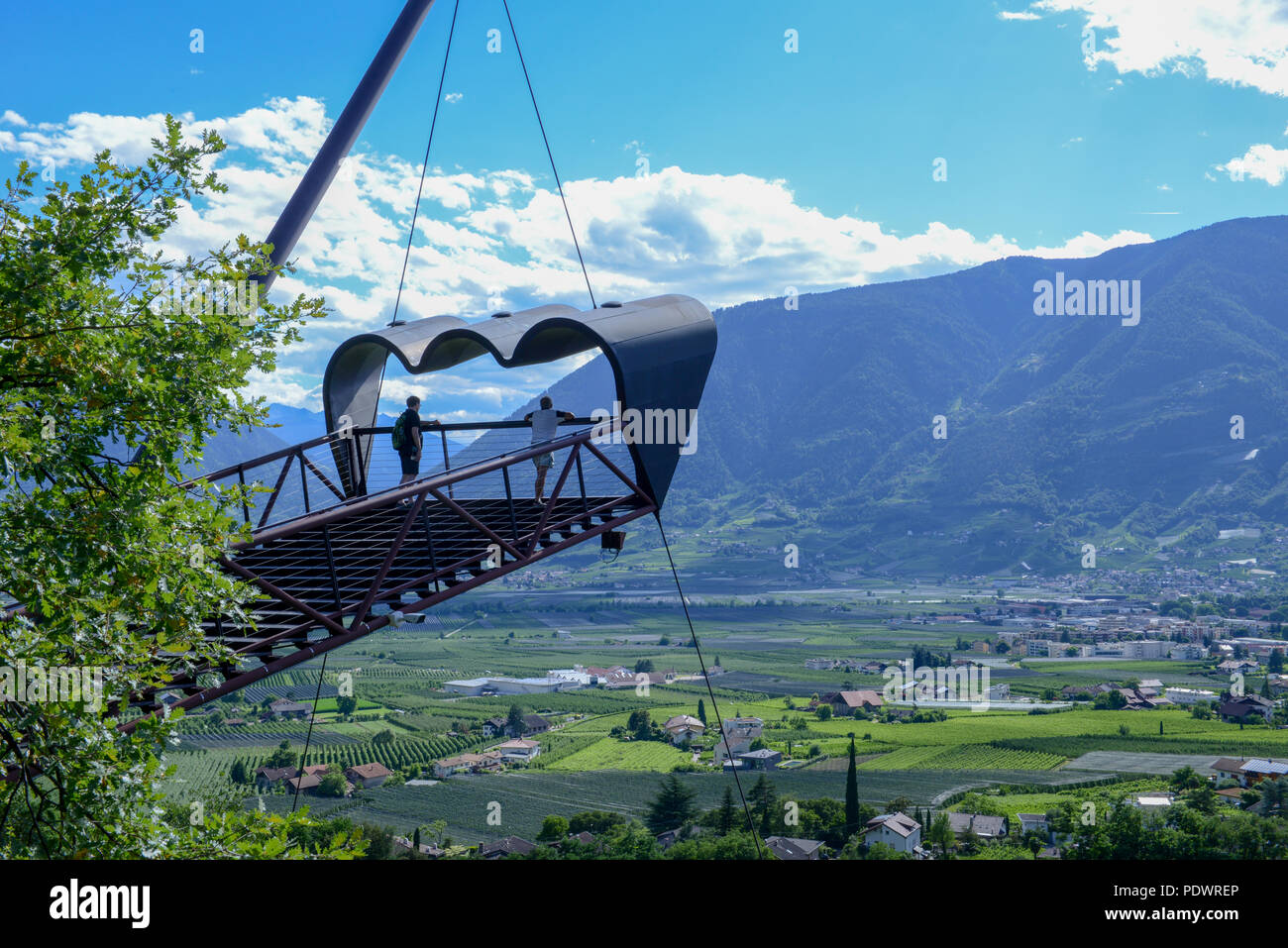 Meran, Italy 23 June 2018: viewing platform at Trauttmansdorff Castle ...