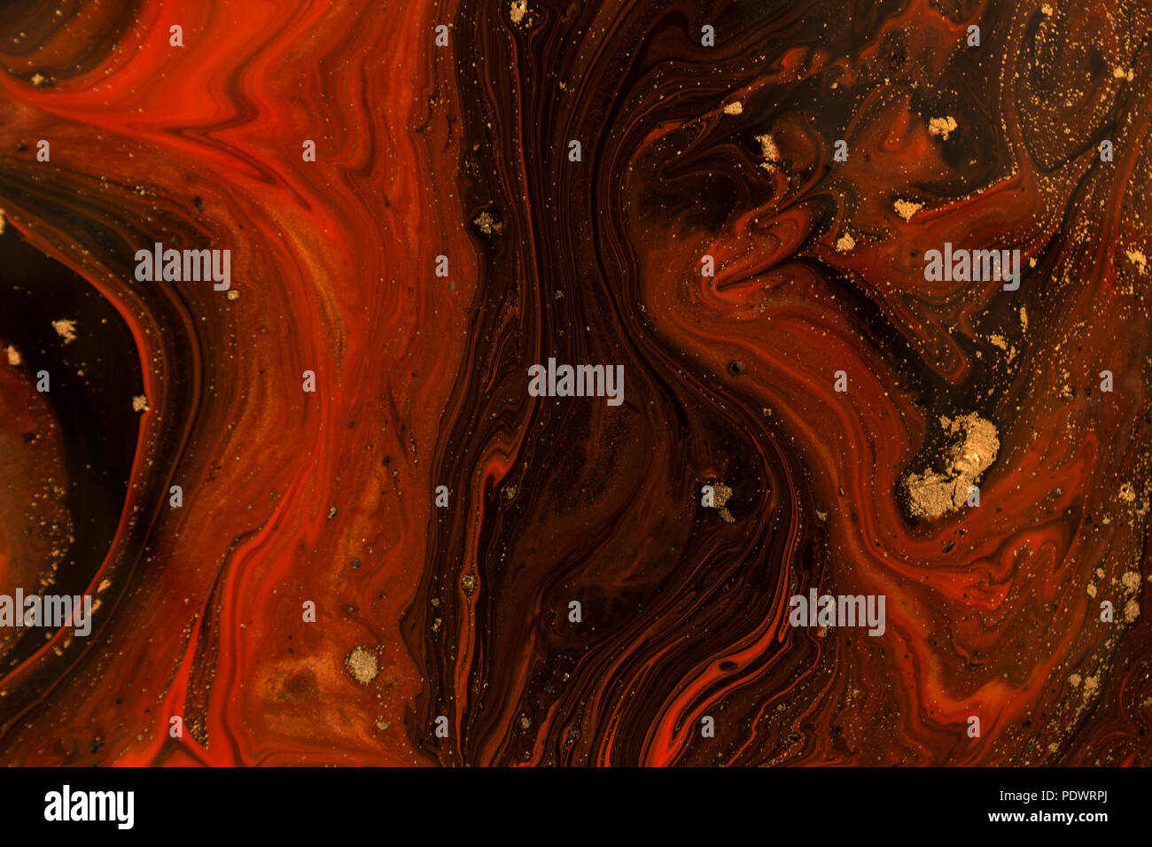 Gold marbling texture design. Red and golden marble pattern. Fluid art ...