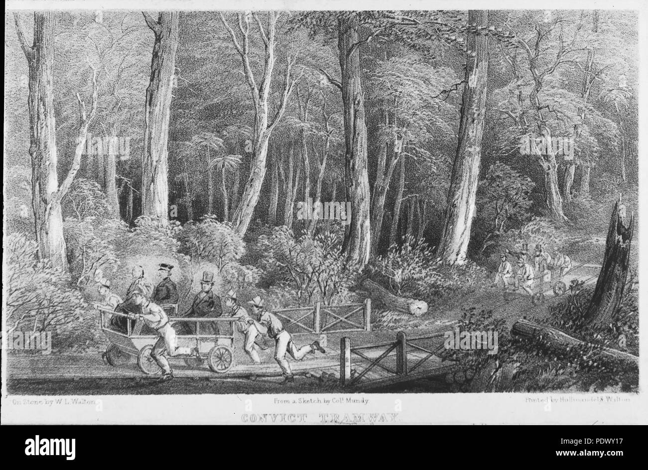 36 Convict Tramway (Sketch by Col. Mundy) Tasmanian Archives NS1013-1 ...