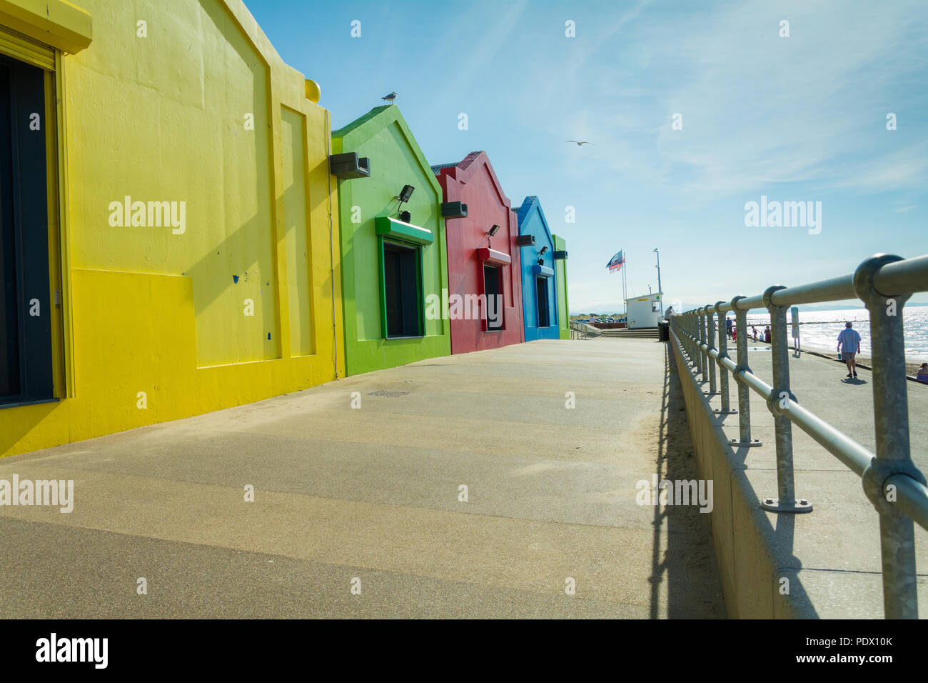 Colourful seaside buildings along the promenade at Central Beach ...