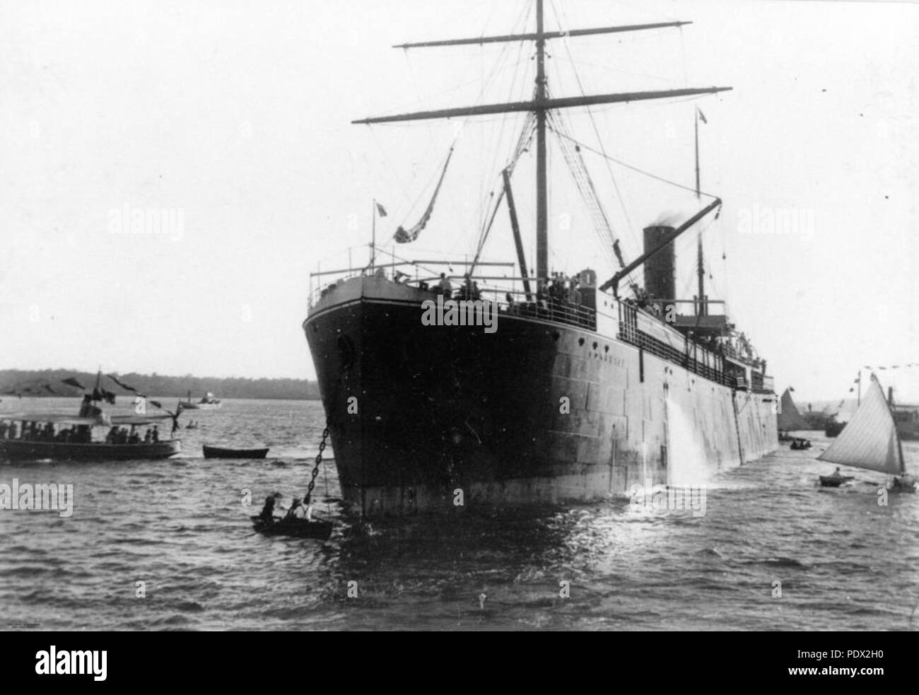 244 StateLibQld 1 181271 Ship on the river during the South African War ...