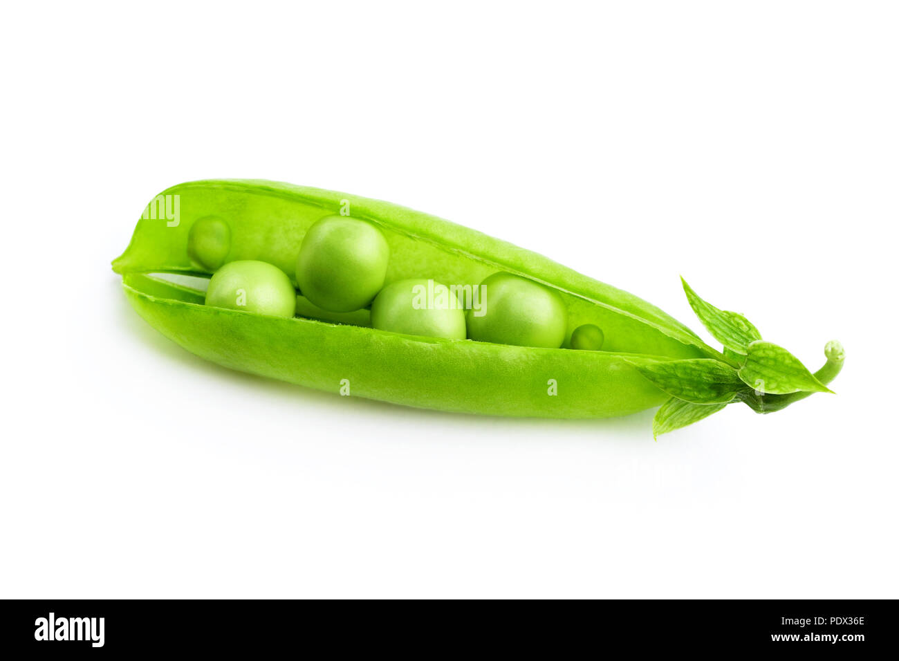 One pea pod on the white background Stock Photo - Alamy