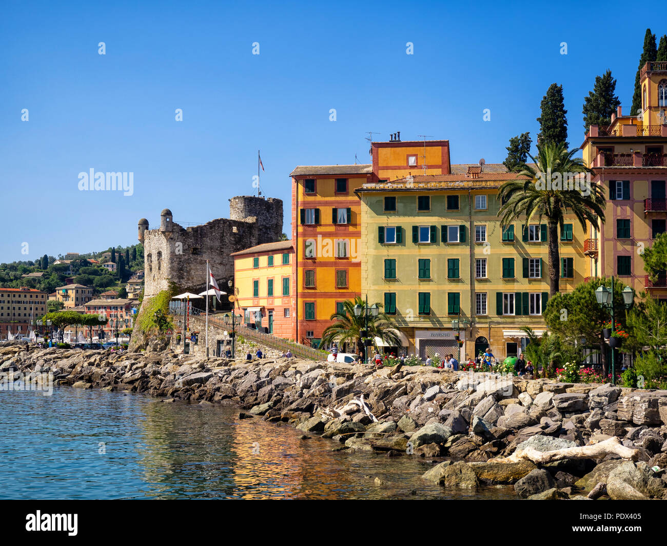SANTA MARGHERITA LIGURE, ITALY - MAY 19, 2018: View of the town and ...