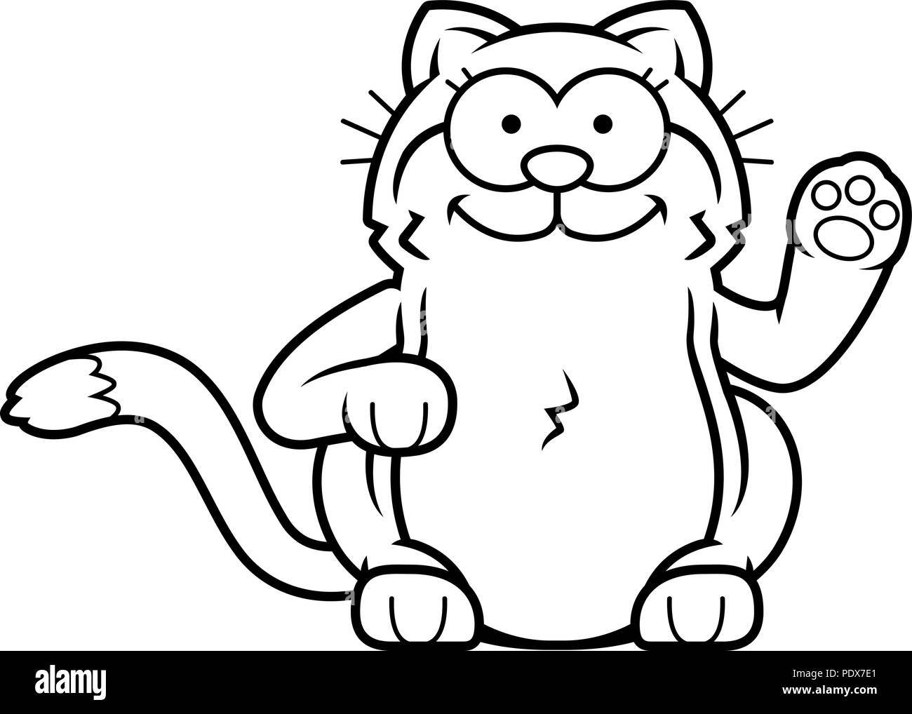 Happy cartoon cat waving smiling Stock Vector Images - Alamy