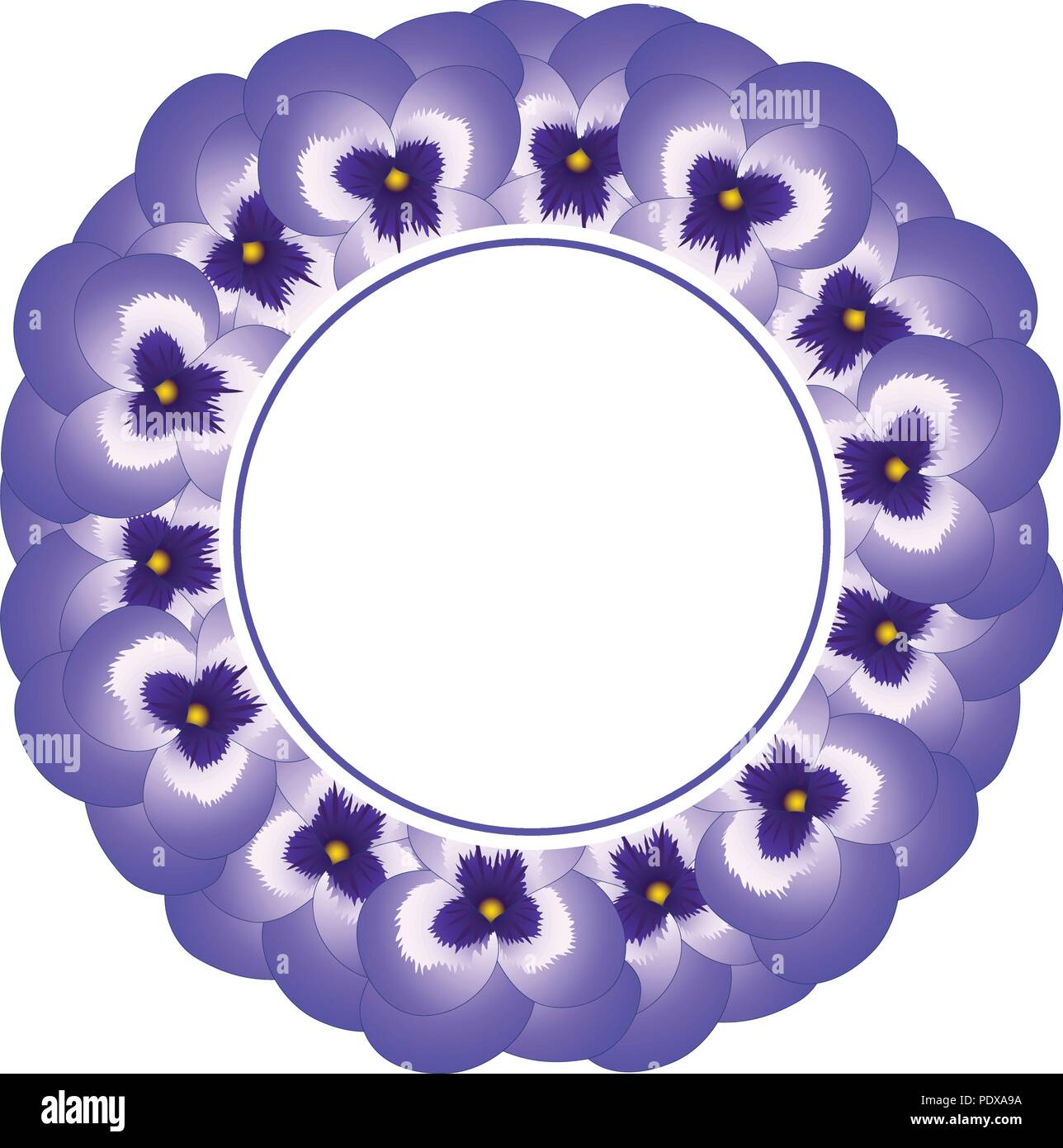 Violet Viola Garden Pansy Flower Banner Wreath. Vector Illustration ...
