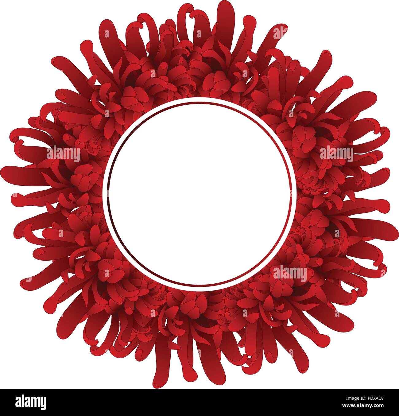 Red Chrysanthemum, Kiku Japanese Flower Banner Wreath. Vector ...