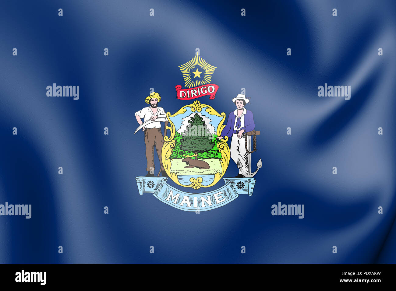 Waving flag maine state hi-res stock photography and images - Alamy