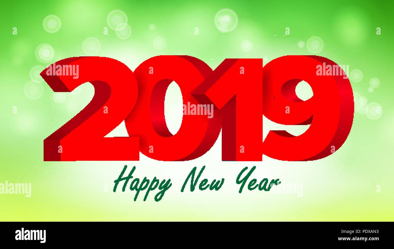 2019 Red Sign Vector. Sign 3d Numbers 2019. Greeting Card Design. Red ...