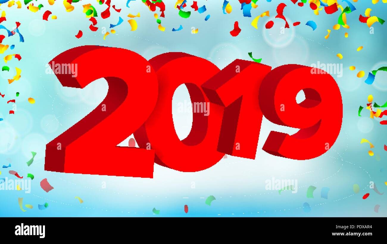 2019 3D Sign Vector. Numbers 2019 Sign. Modern Christmas Brochure ...
