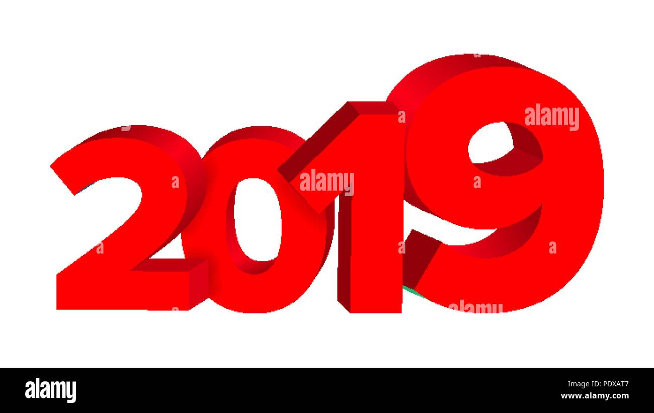 2019 Red Sign Vector. Sign 3d Numbers 2019. Greeting Card Design. Red ...