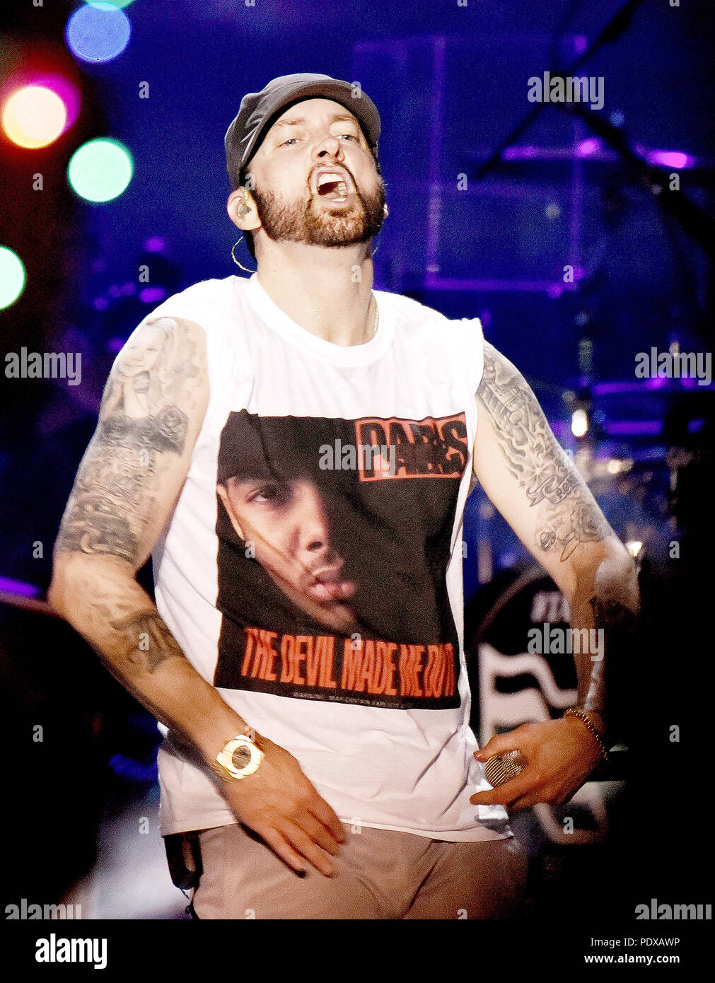 MANCHESTER, TN - JUNE 09: EMINEM performs during the 2018 Bonnaroo ...