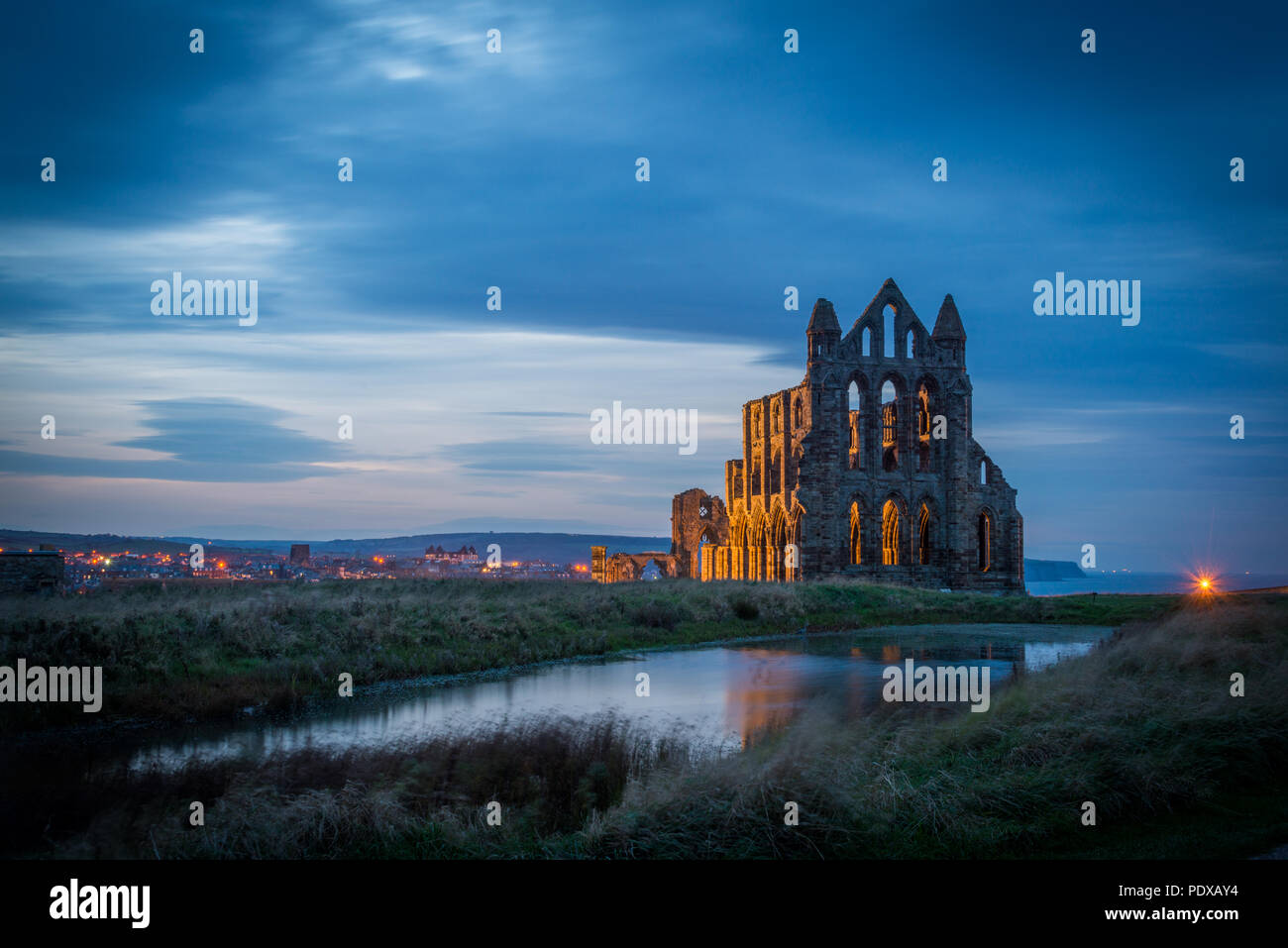 Whitby abbey at night hi-res stock photography and images - Alamy