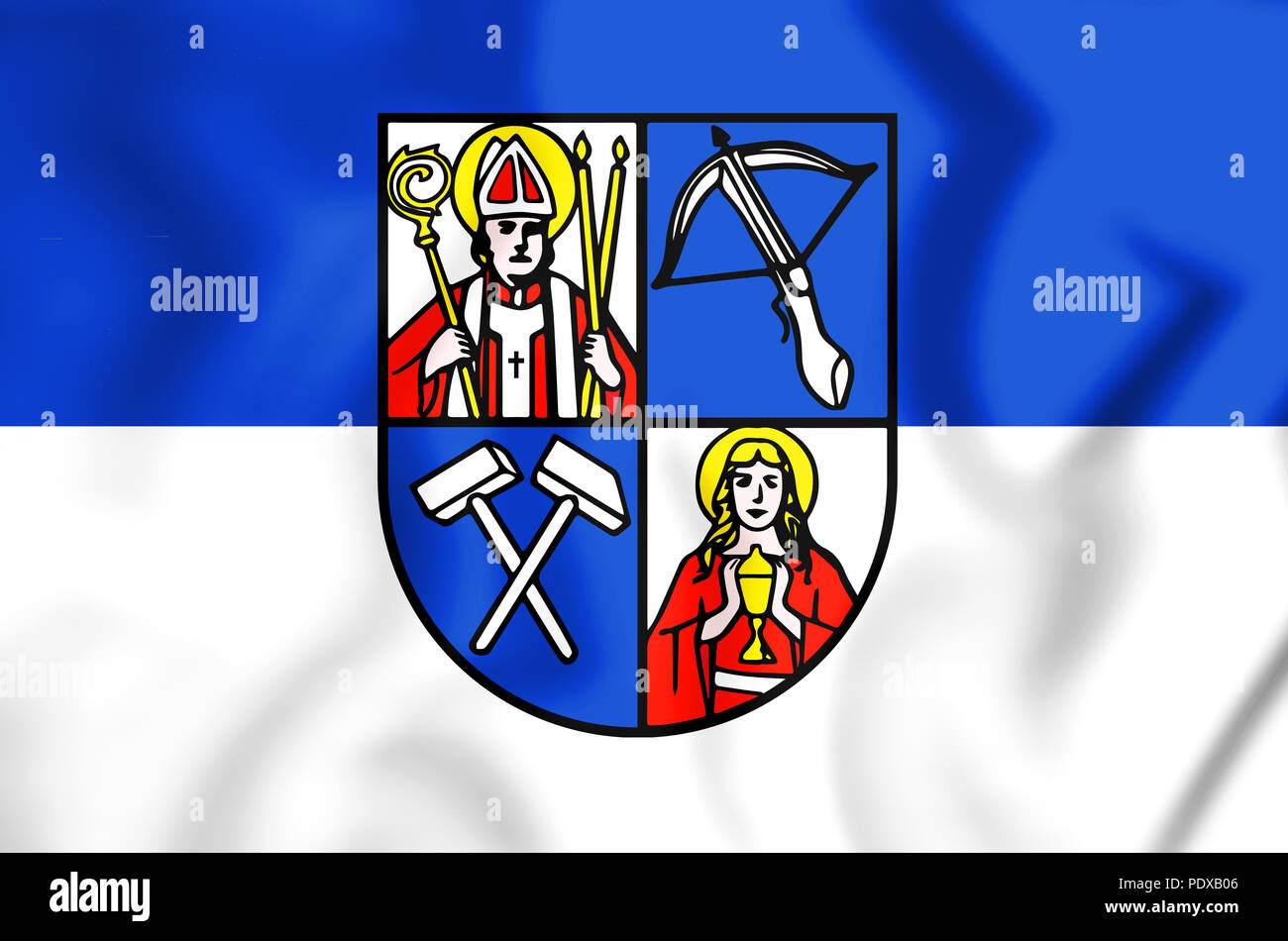 3D Flag of Zella-Mehlis (Thuringia), Germany. 3D Illustration Stock ...