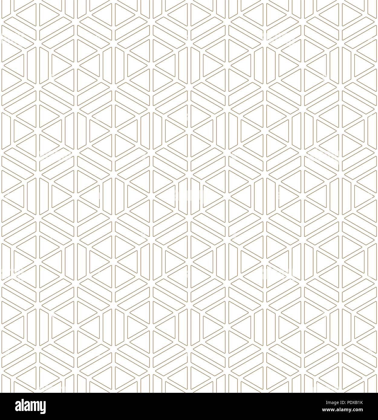 Seamless pattern based on Japanese ornament Kumiko.Golden color.Rounded ...