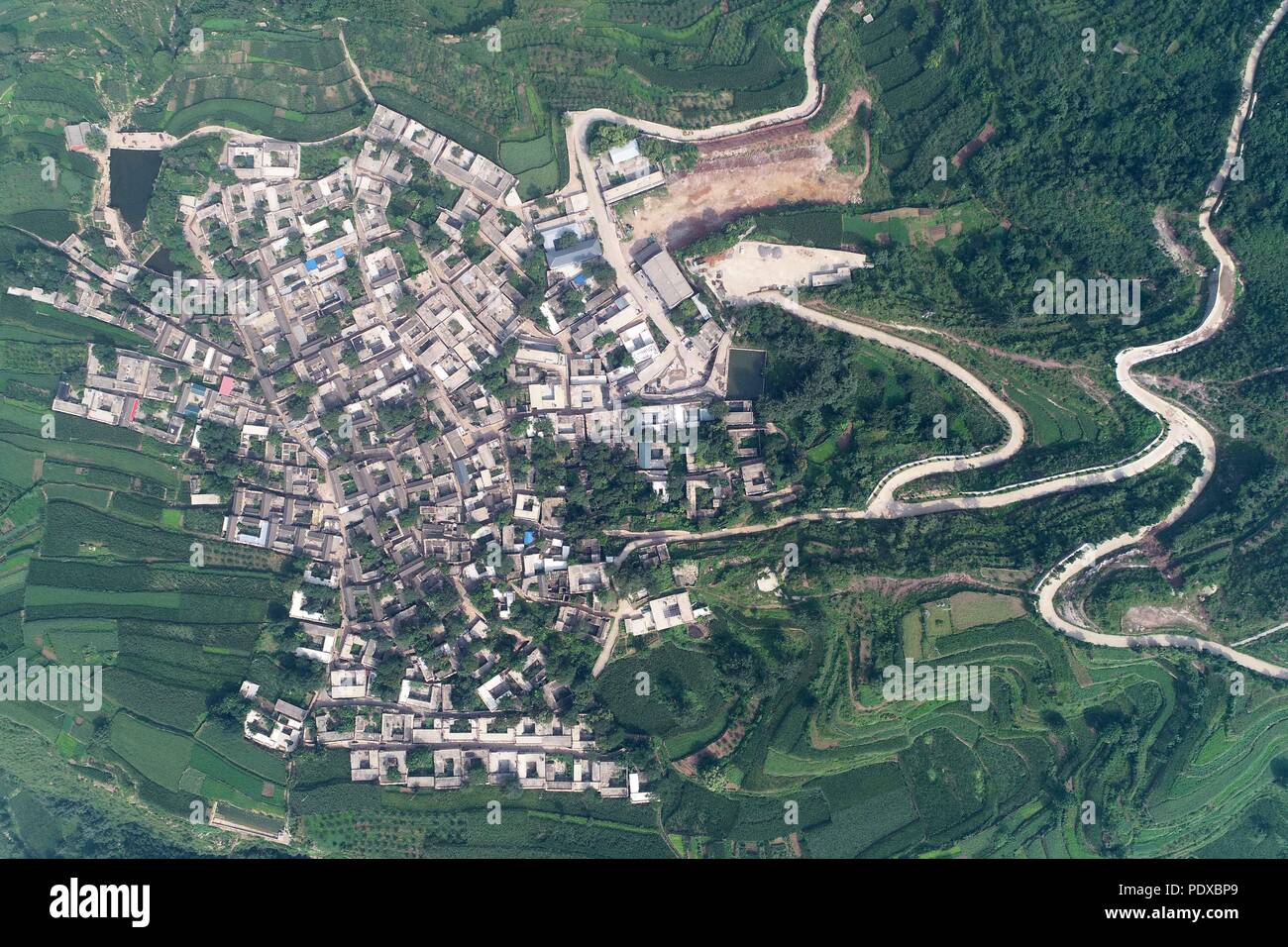 Shahe. 10th Aug, 2018. Aerial photo taken on Aug. 10, 2018 shows a view ...