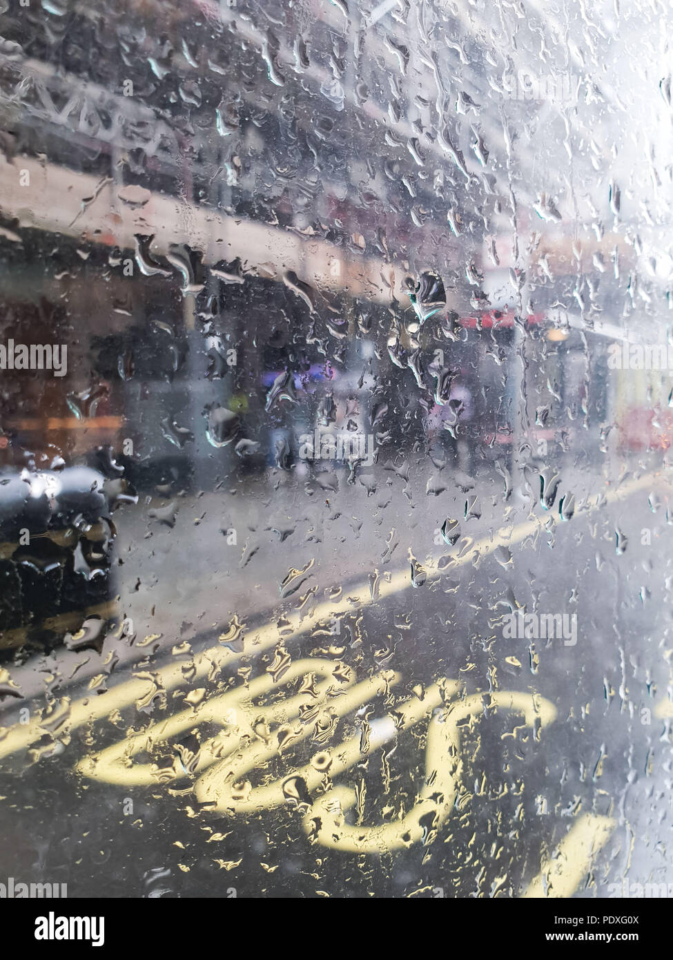 Westminster. London. UK 10 Aug 2018 - View of a Bus Lane through a ...