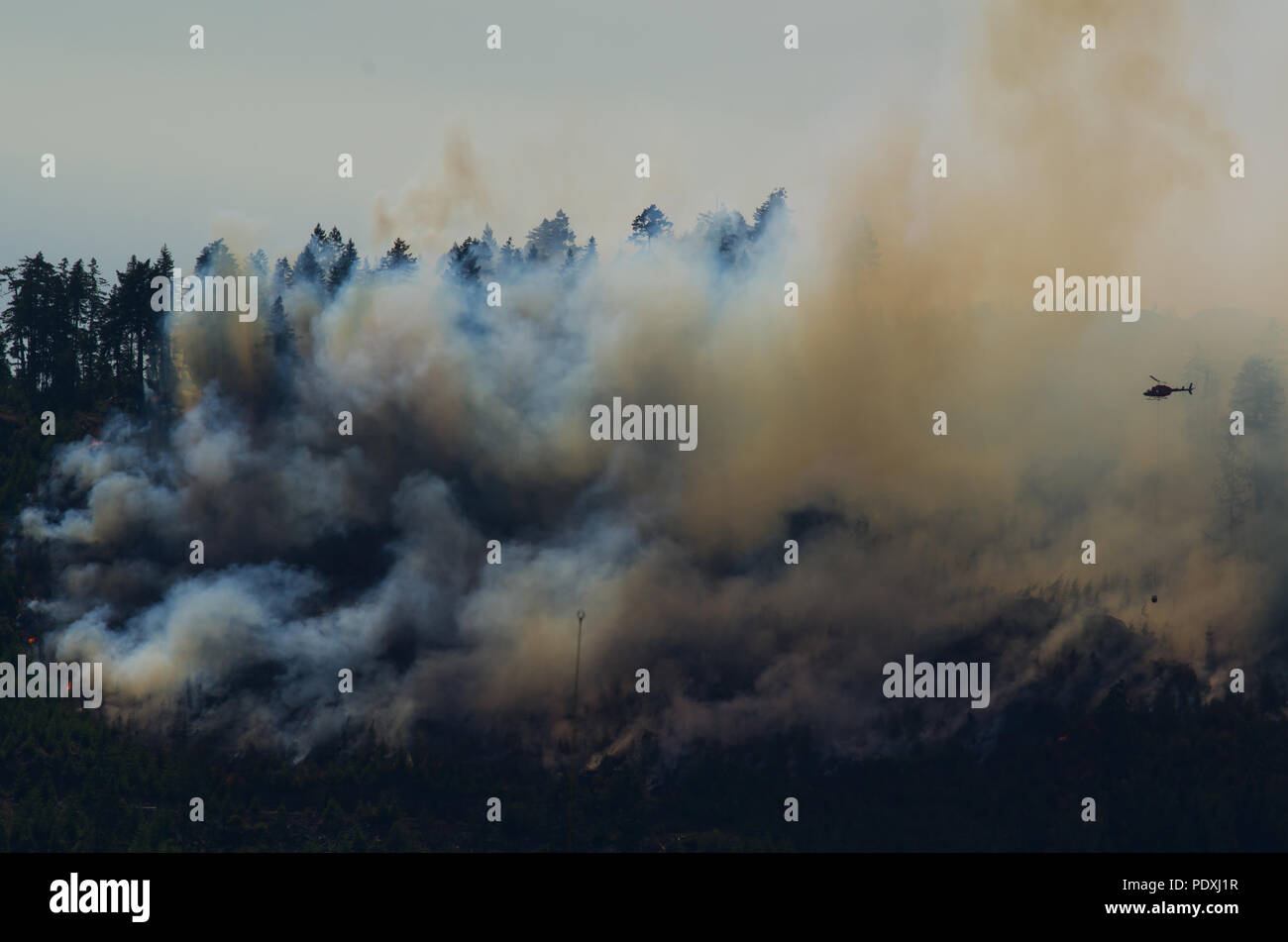 Helicopters Battling Port Alberni Arbutus Ridge Forest Fire Stock Photo ...