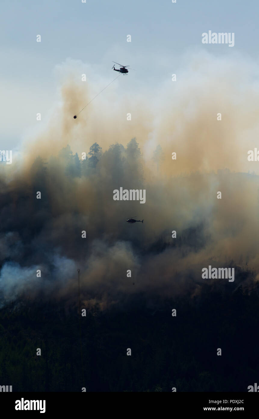 Helicopters Battling Port Alberni Arbutus Ridge Forest Fire Stock Photo ...