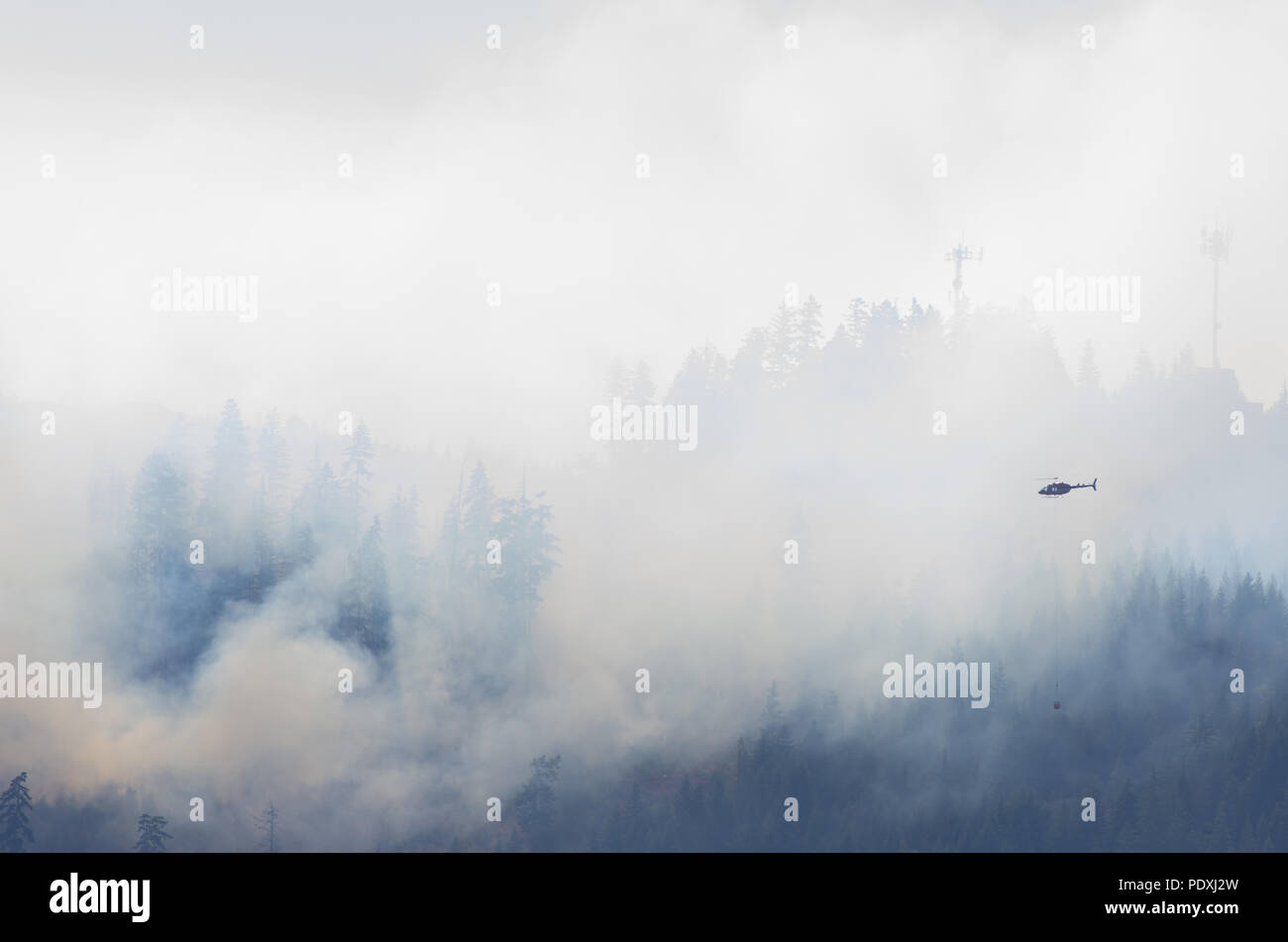 Helicopters Battling Port Alberni Arbutus Ridge Forest Fire Stock Photo ...