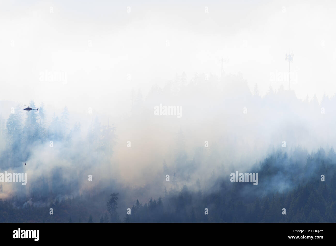 Helicopters Battling Port Alberni Arbutus Ridge Forest Fire Stock Photo ...