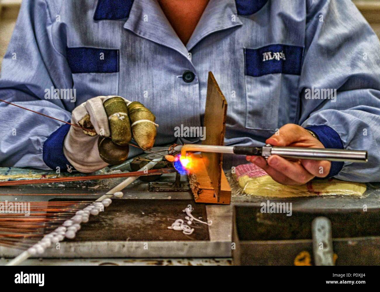 Manacor, Mallorca, Spain. 18th Oct, 2004. Women at work in the Majorica ...