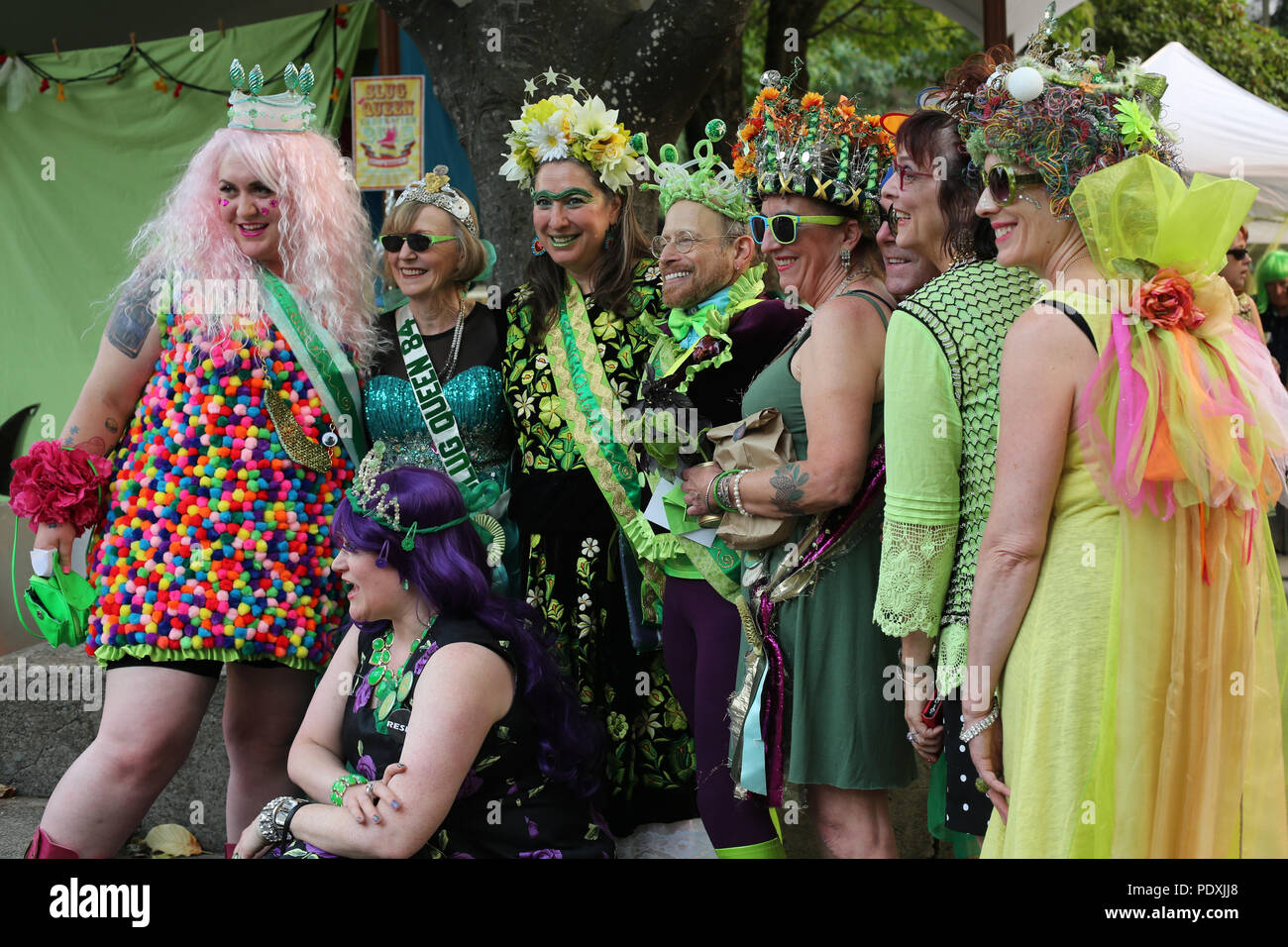 Eugene, Oregon, USA. 10th August, 2018. A group of former queens (old ...