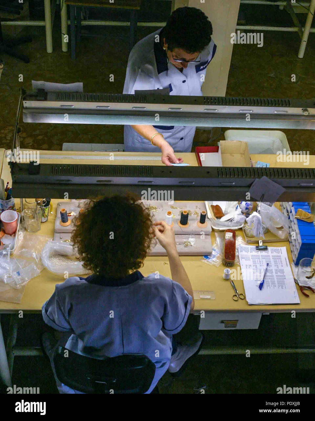 Manacor, Mallorca, Spain. 18th Oct, 2004. Women at work in the Majorica ...