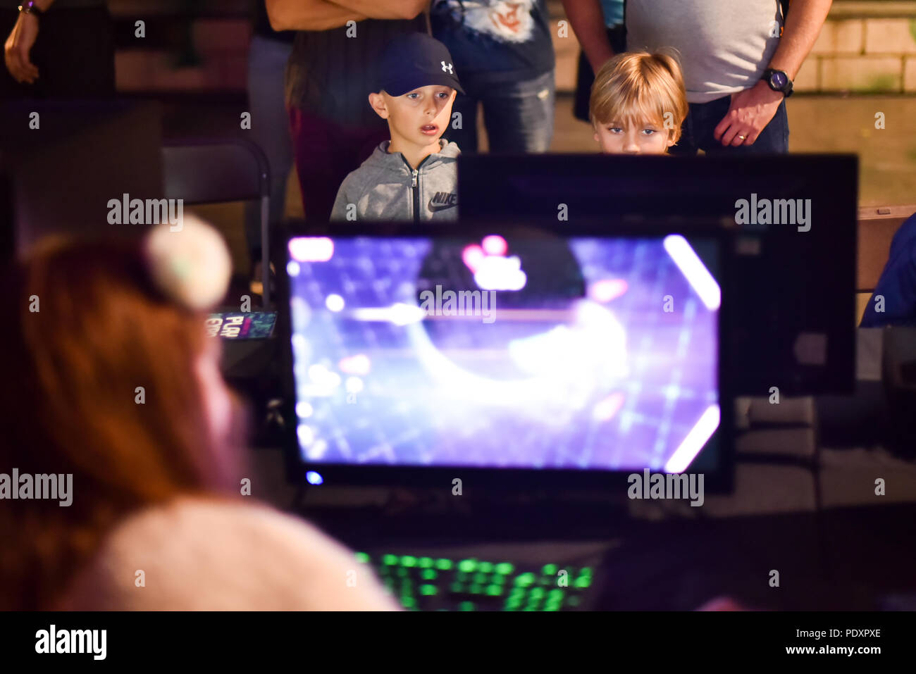 Printworks, London, UK. 11th August 2018. People play games at the PLAY ...