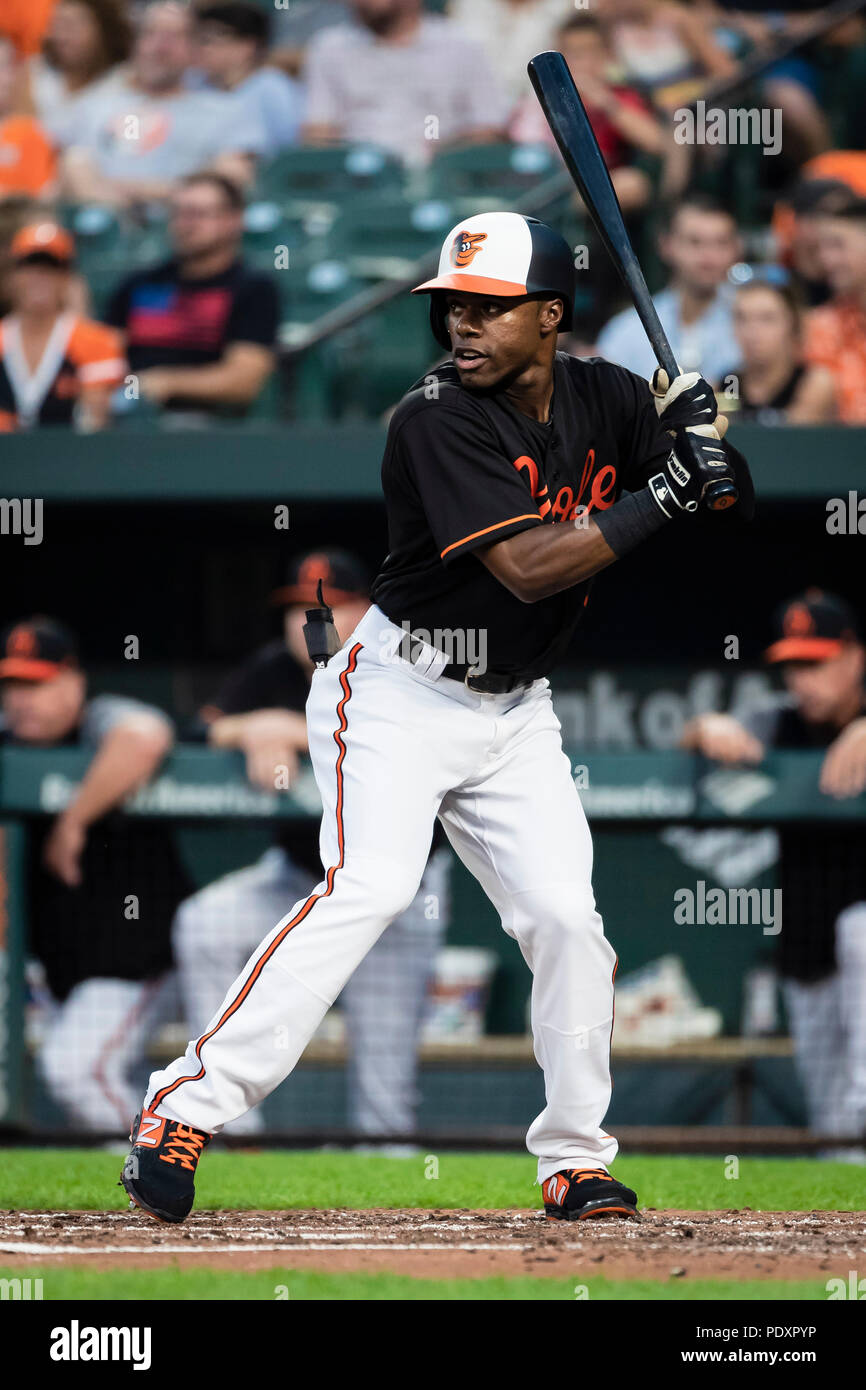 August 10, 2018: Baltimore Orioles center fielder Cedric Mullins (3 ...