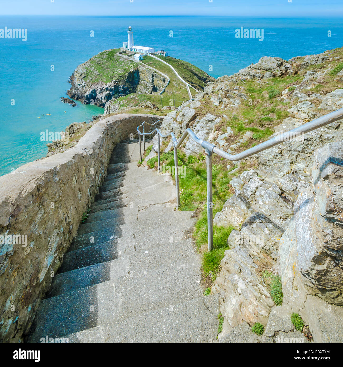 A view of the famous lighthouse at South Stack, near Holyhead, Anglesey ...