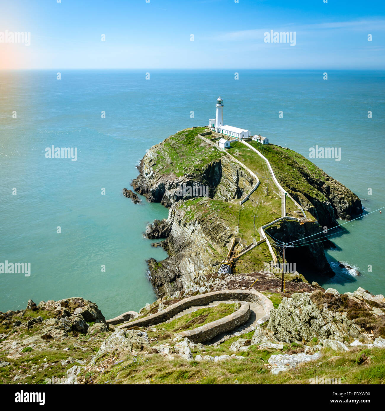 A view of the famous lighthouse at South Stack, near Holyhead, Anglesey ...