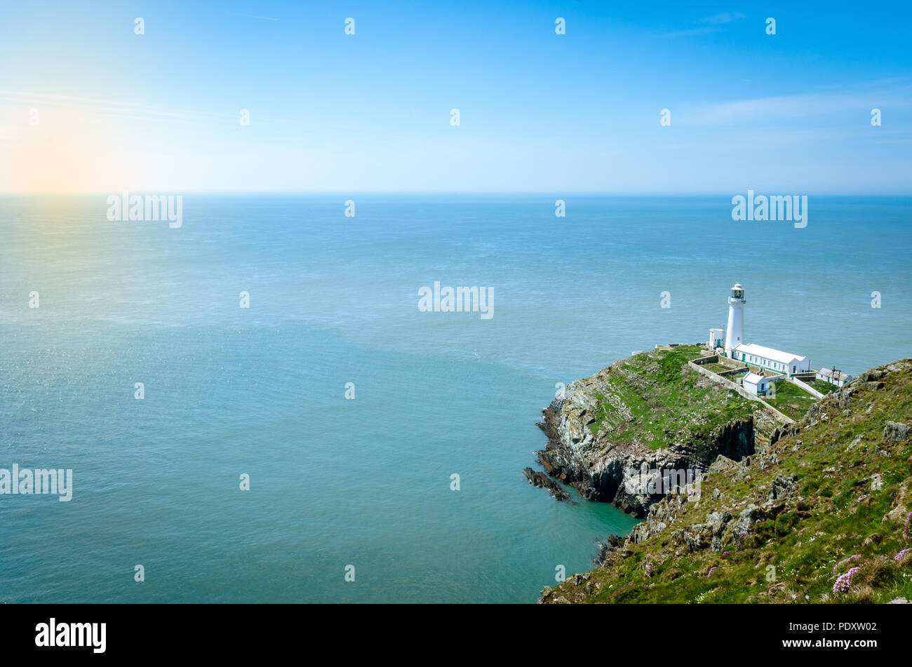 A view of the famous lighthouse at South Stack, near Holyhead, Anglesey ...